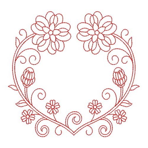 Redwork Heirloom Flower 3 | OregonPatchWorks