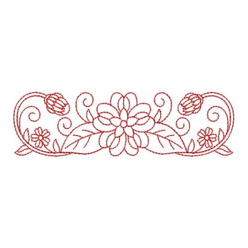 Redwork Heirloom Flower 3 | OregonPatchWorks