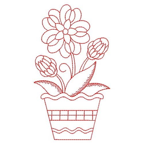 Redwork Heirloom Flower 3 | OregonPatchWorks