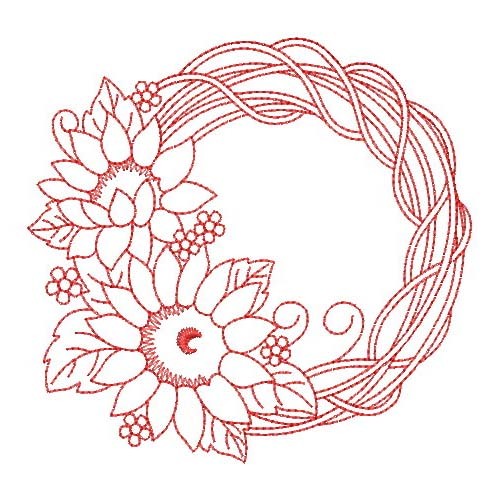 Redwork Sunflowers 2 | OregonPatchWorks