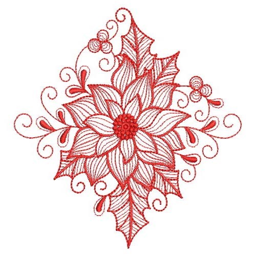 Redwork Rippled Poinsettia | OregonPatchWorks
