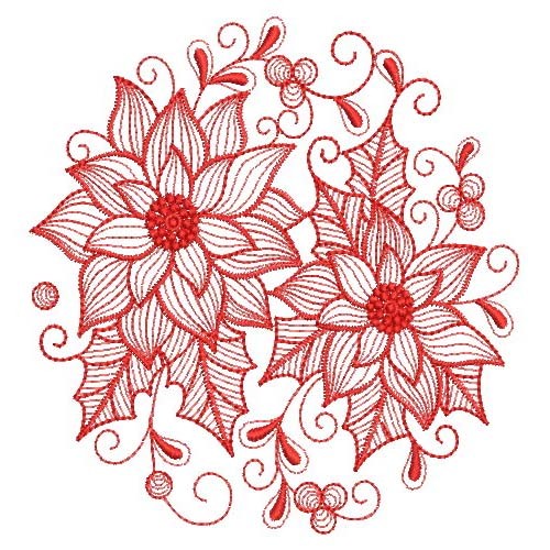 Redwork Rippled Poinsettia | OregonPatchWorks