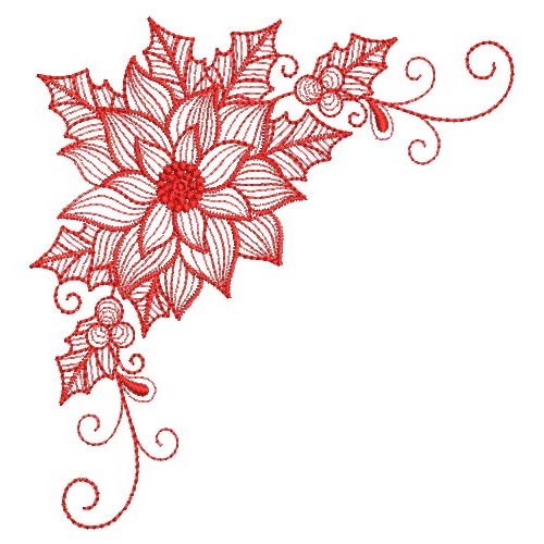 Redwork Rippled Poinsettia | OregonPatchWorks