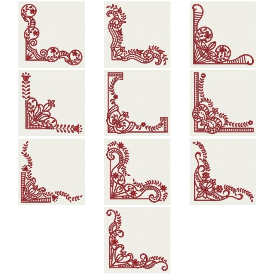 Fancy Redwork Corners | OregonPatchWorks