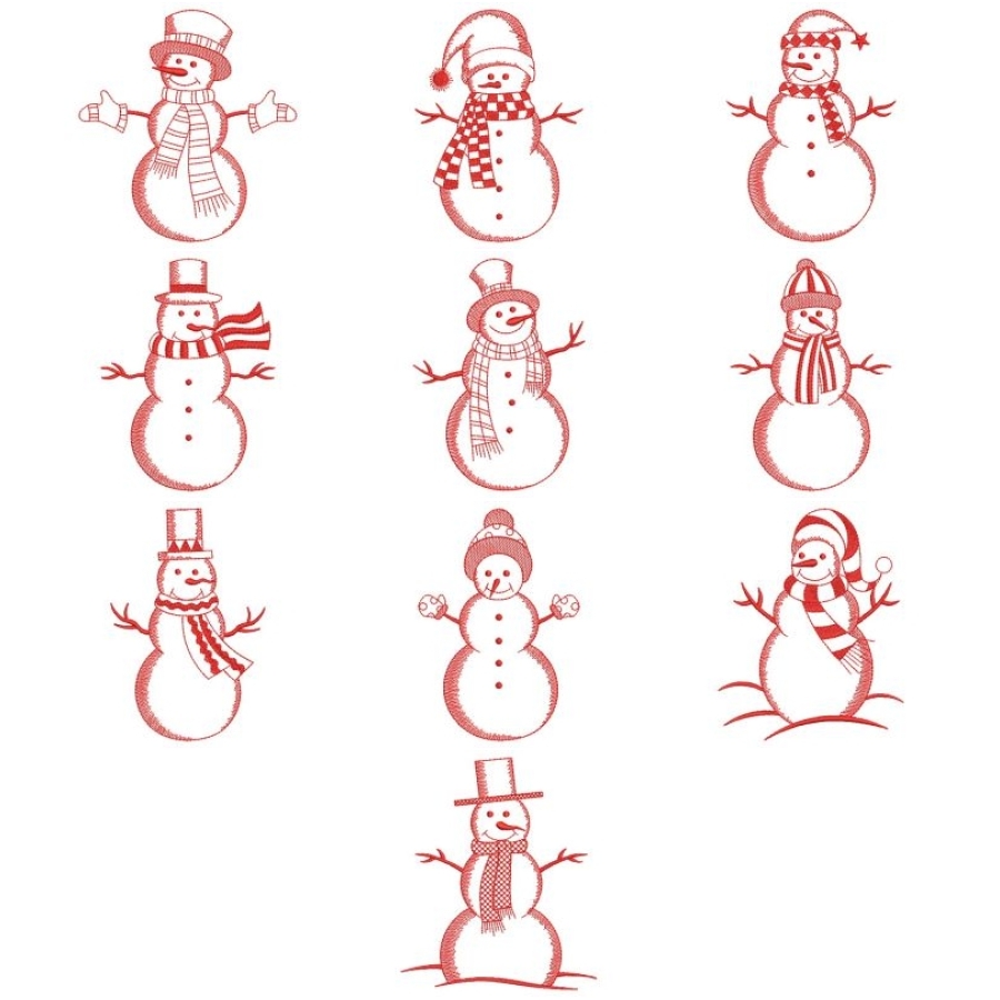 Redwork Snowmen 2 | OregonPatchWorks