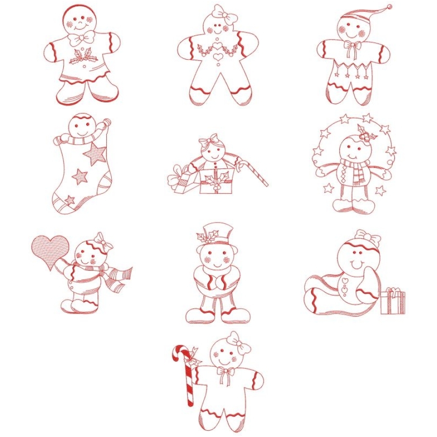 Redwork Gingerbread | OregonPatchWorks