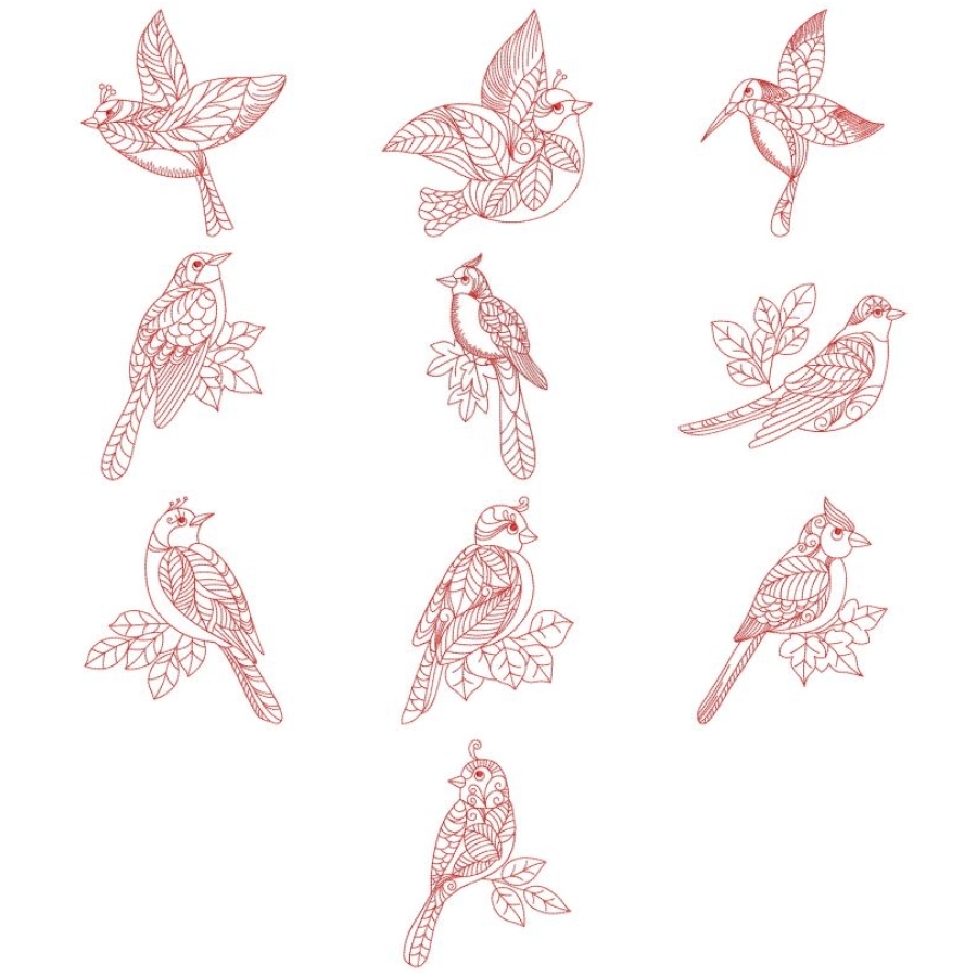 Redwork Art Deco Birds | OregonPatchWorks