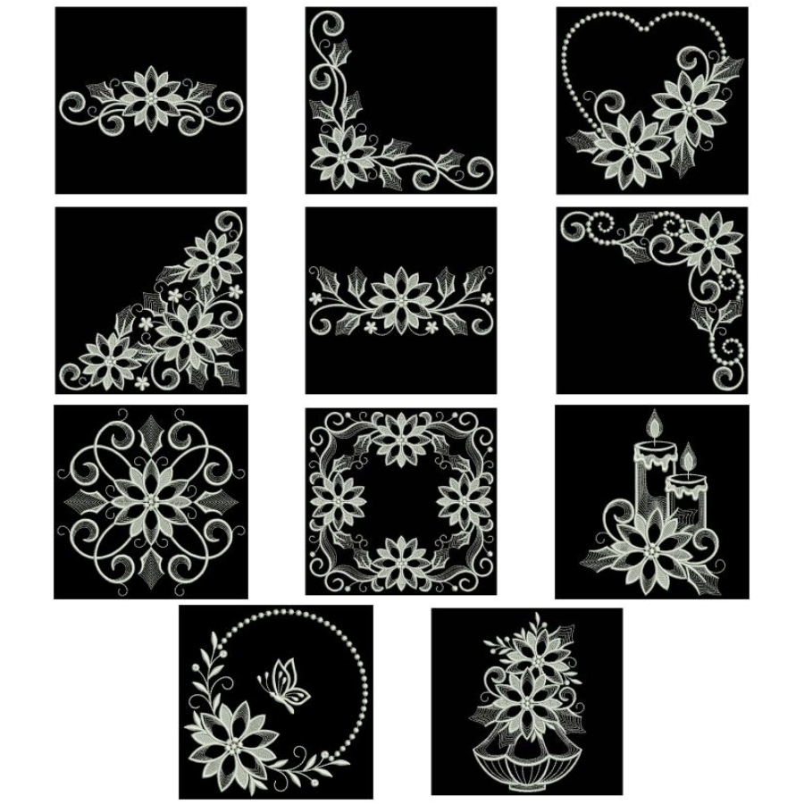 White Work Poinsettia | OregonPatchWorks