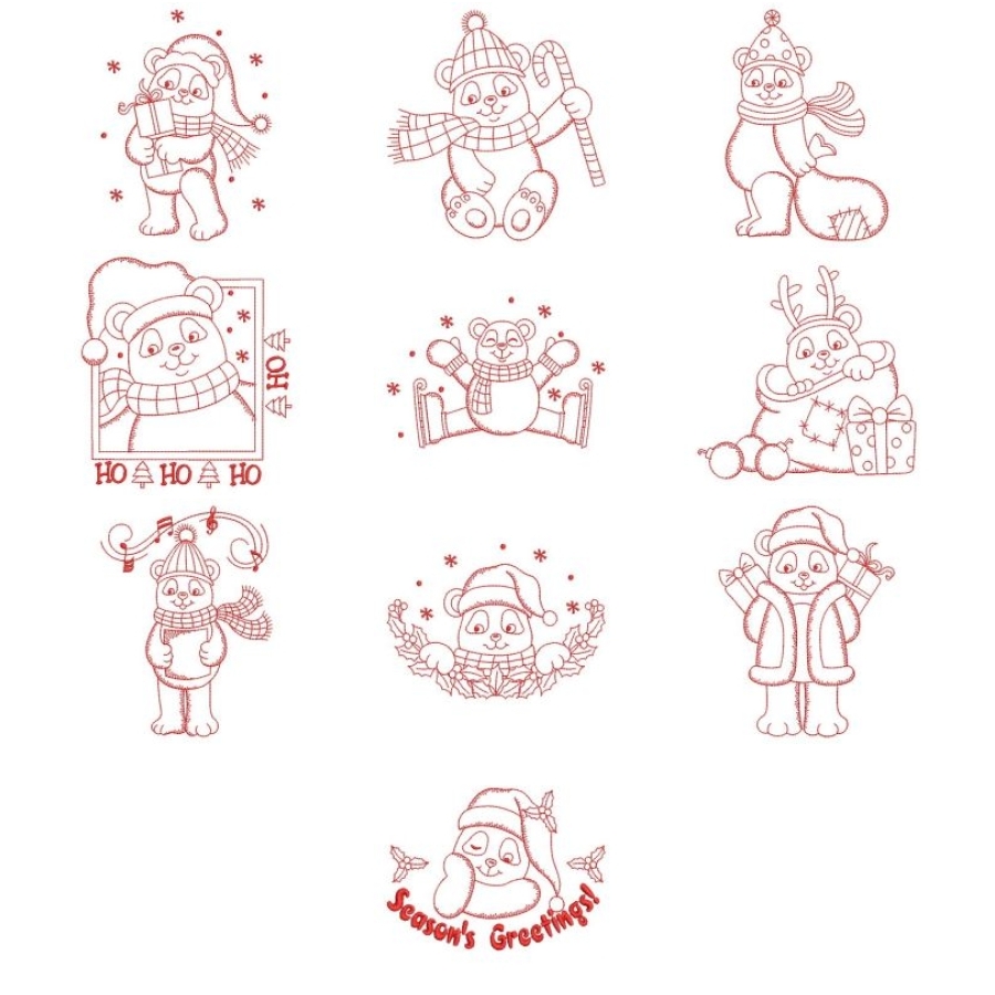 Redwork Christmas Bear | OregonPatchWorks