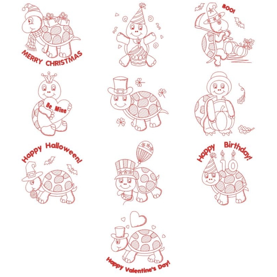 Redwork Holiday Turtle | OregonPatchWorks