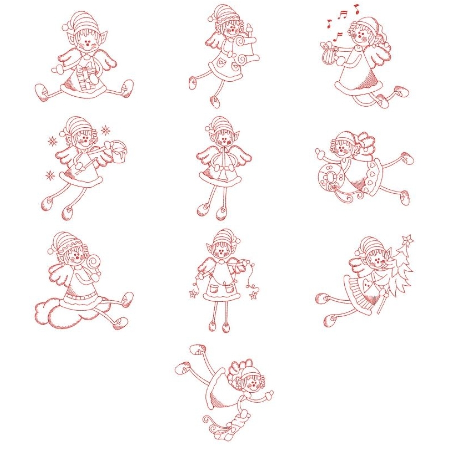 Redwork Christmas Girl | OregonPatchWorks