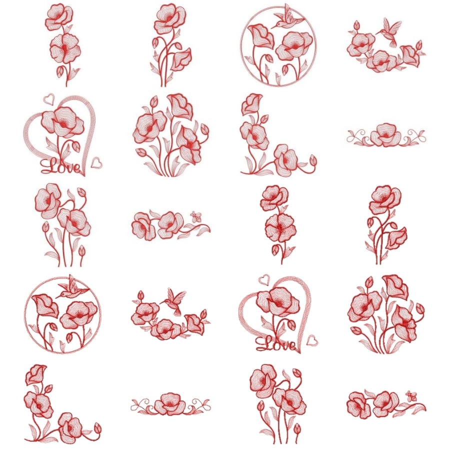 Redwork Poppy 2 | OregonPatchWorks