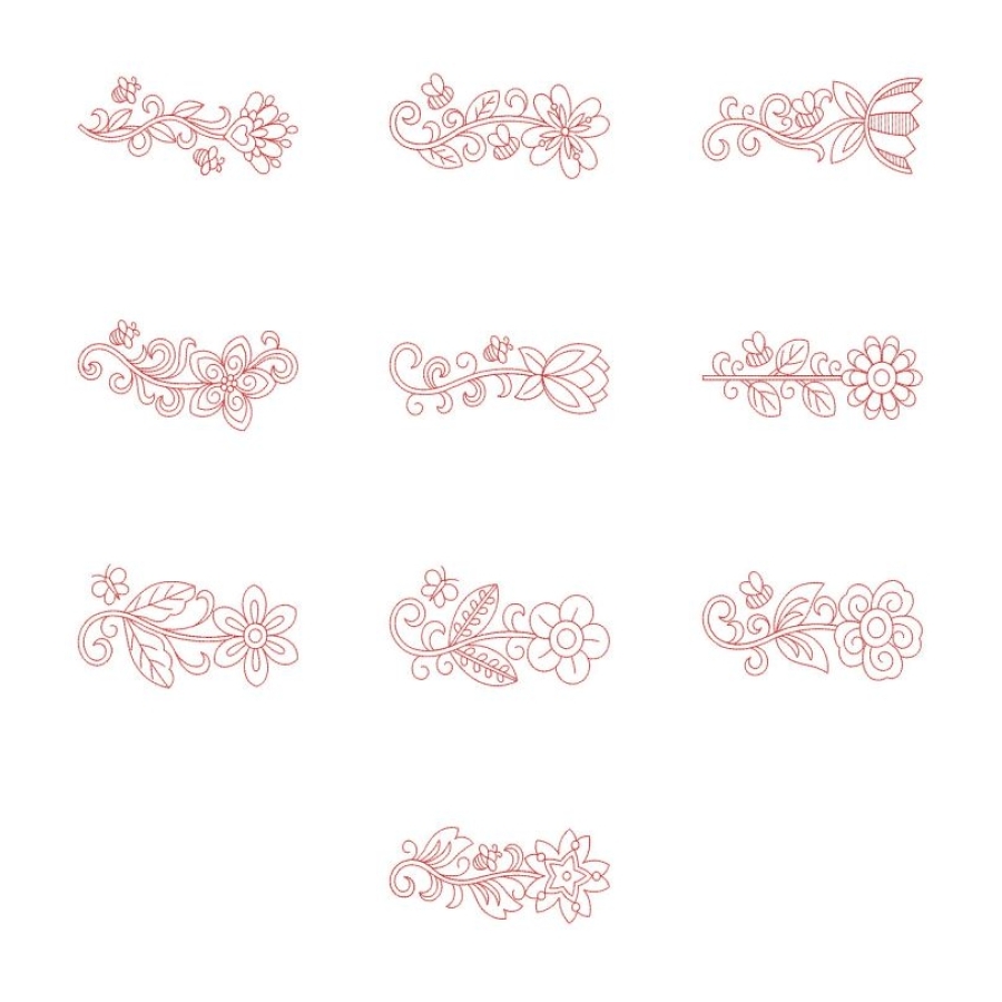 Redwork Fancy Flowers 2 | OregonPatchWorks