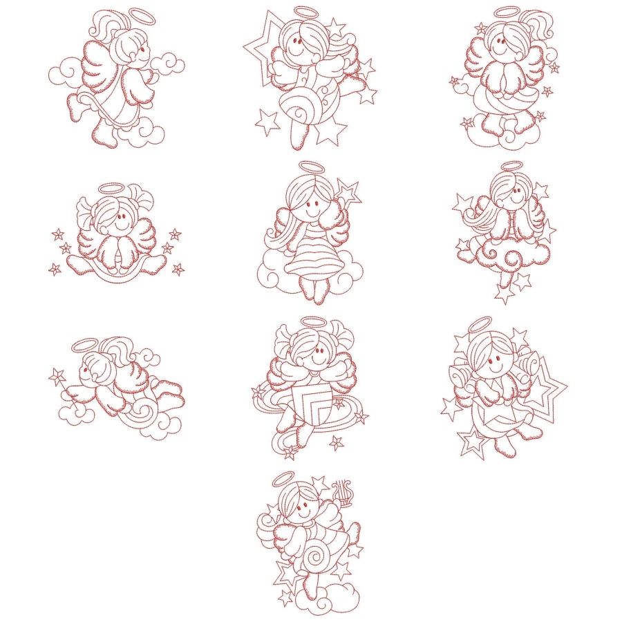 Redwork Little Angels | OregonPatchWorks