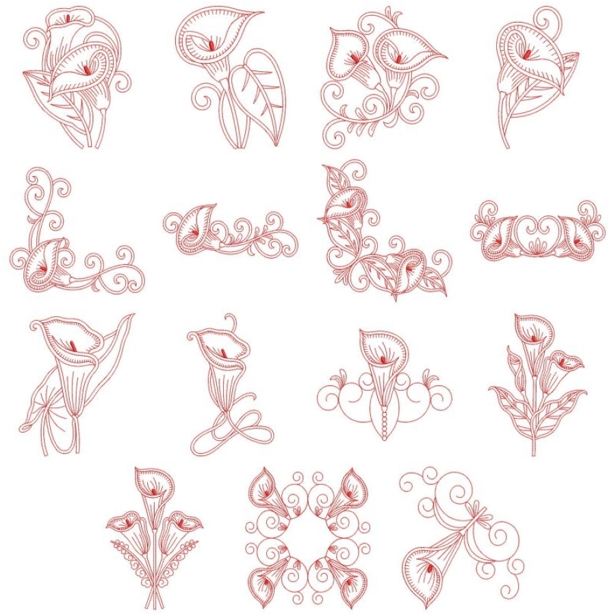 Redwork Calla Lily 2 | OregonPatchWorks